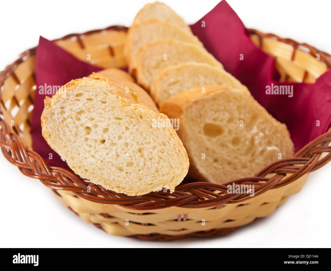 fresh baguette bread in basket Stock Photo - Alamy