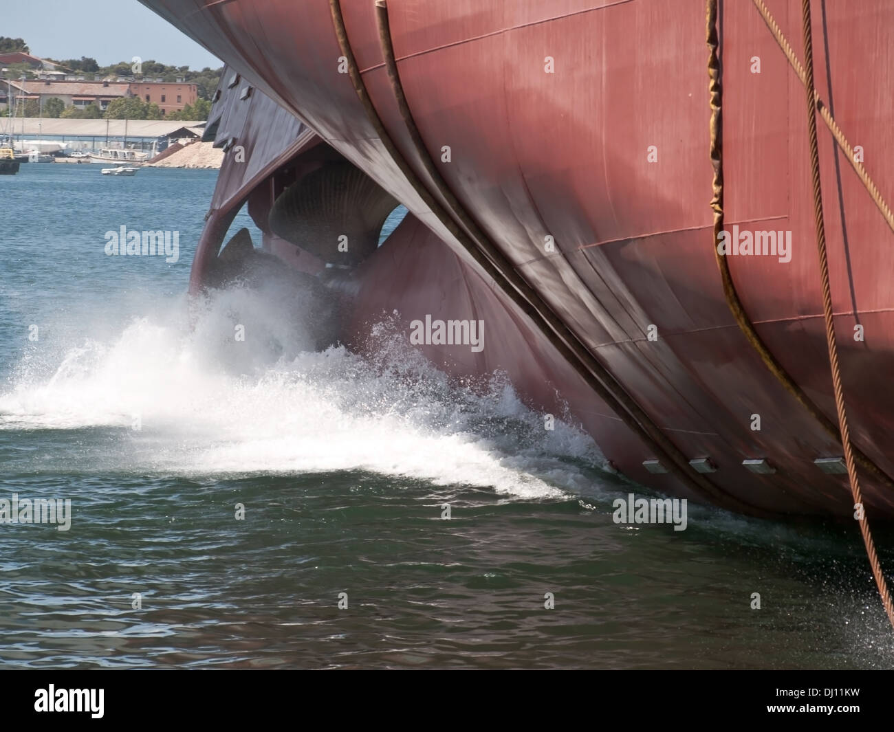 new ship is launching in shipyard - splash over Stock Photo - Alamy
