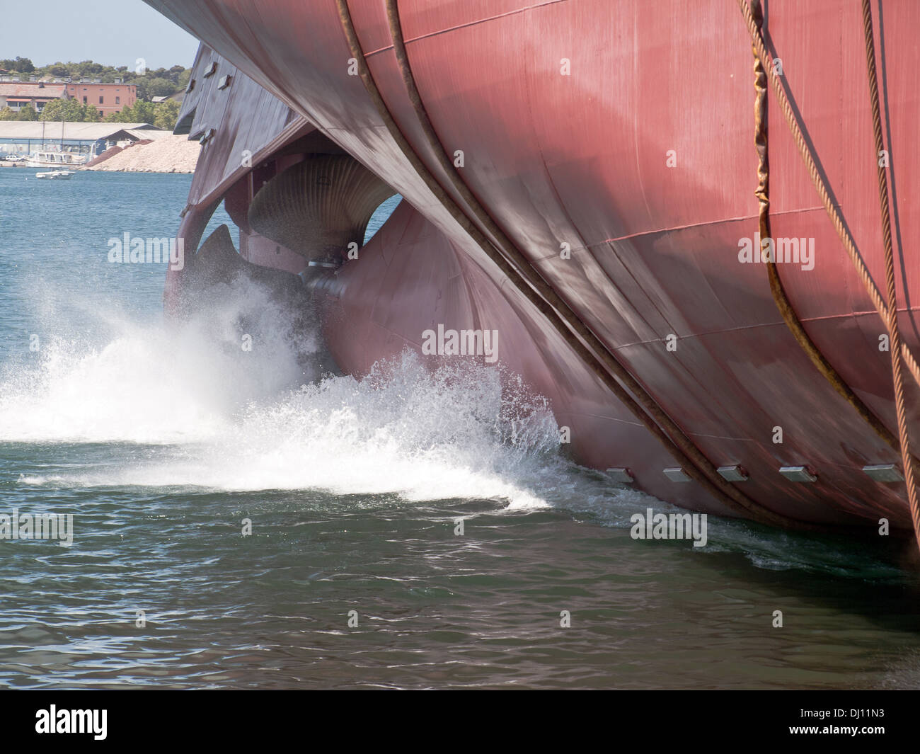 new ship is launching in shipyard - splash over Stock Photo - Alamy