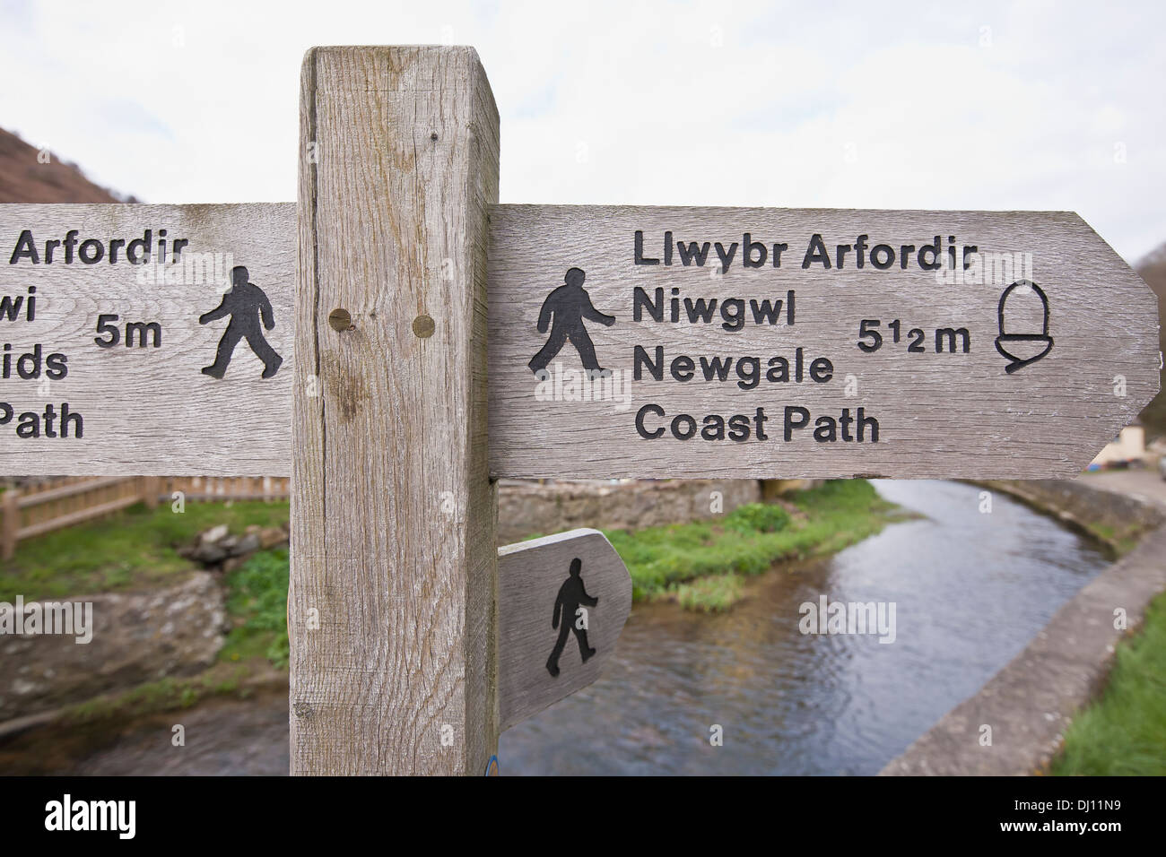 Wooden Sign And Post For Wales Coast Path; Wales Stock Photo - Alamy