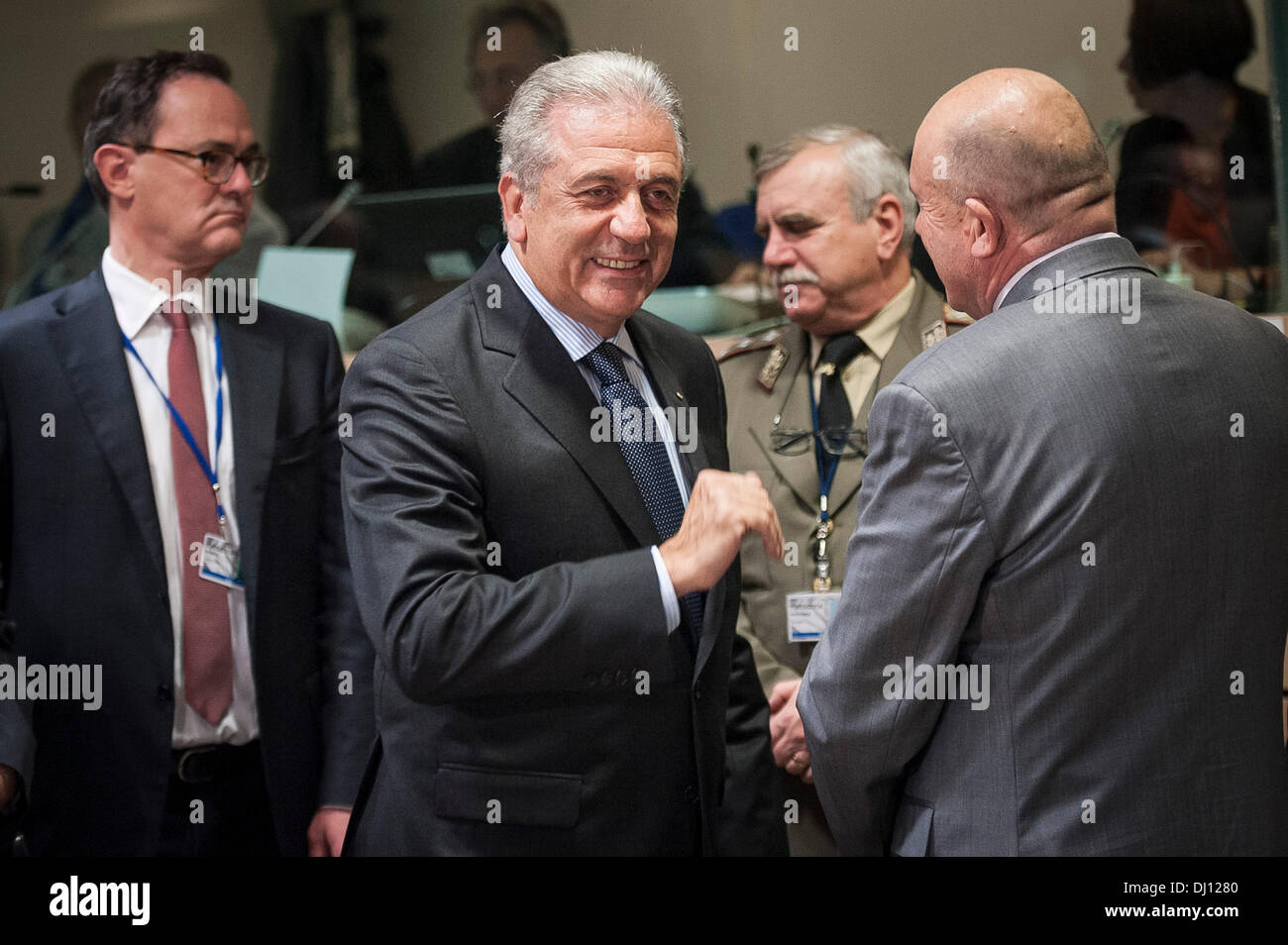 Brussels, Belgium. 18th Nov, 2013. Greek Defense Minister Dimitrios ...