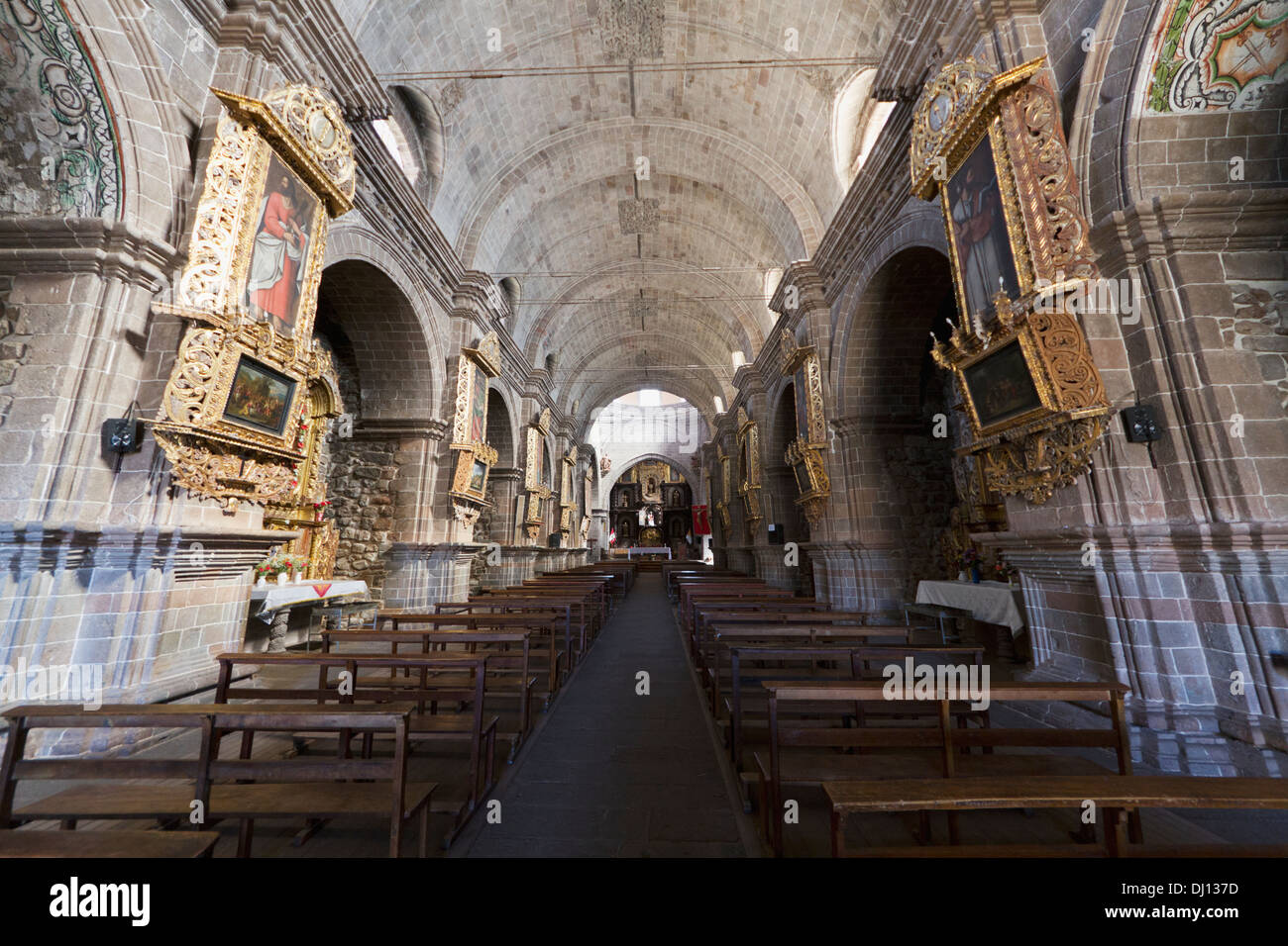 Central nave of San Pedro Cathedral, Juli, Puno, Peru Stock Photo - Alamy