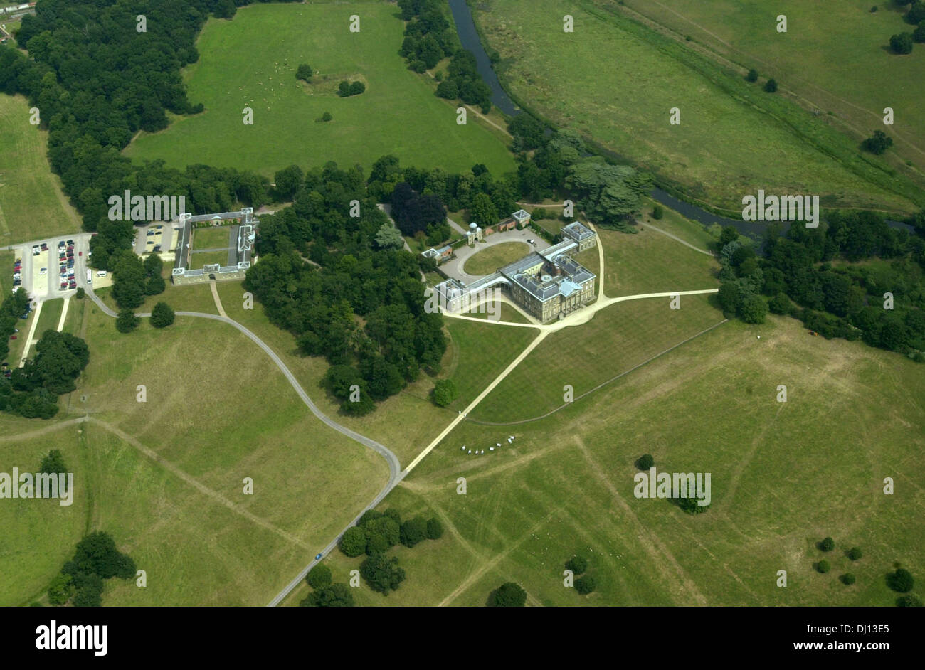 Aerial view Attingham Park & Hall in Shropshire Uk Stock Photo - Alamy