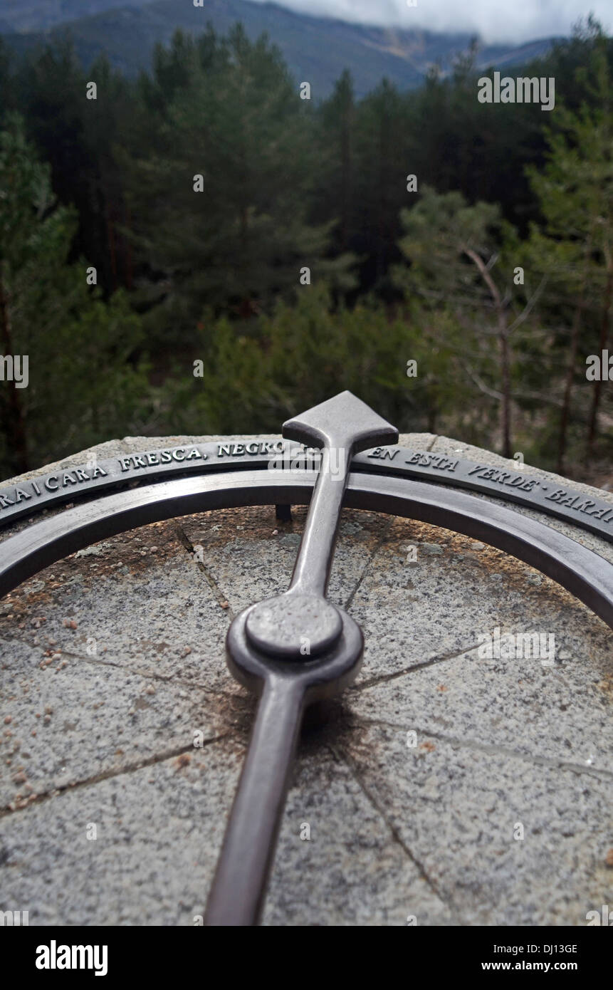 Metal compass on rock at PeÃ±alara, highest mountain peak in the ...