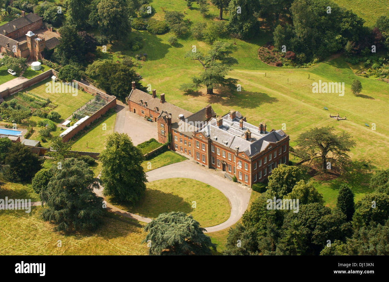 Aerial view of Dudmaston Hall in Shropshire Uk Stock Photo - Alamy