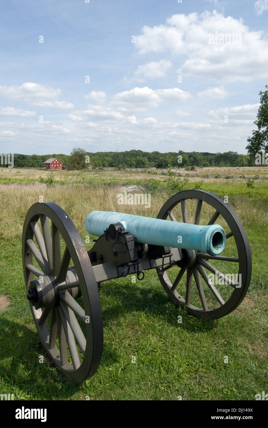A Union cannon used at the Battle of Gettysburg, July 1-3, 1863, in the ...