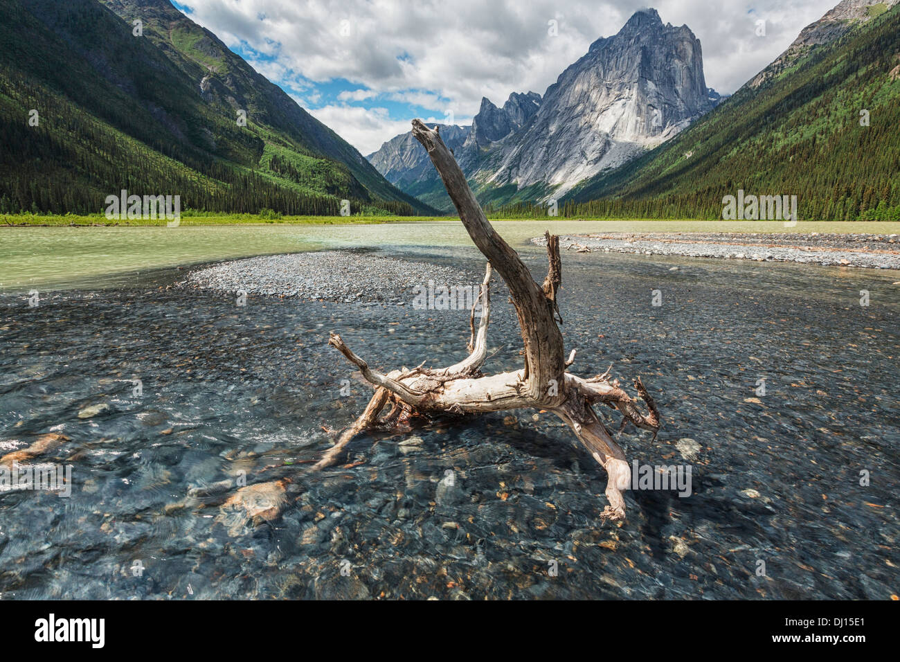 A Clear Stream Flows Into Glacier Lake In Front Of Mount Harrison Smith ...