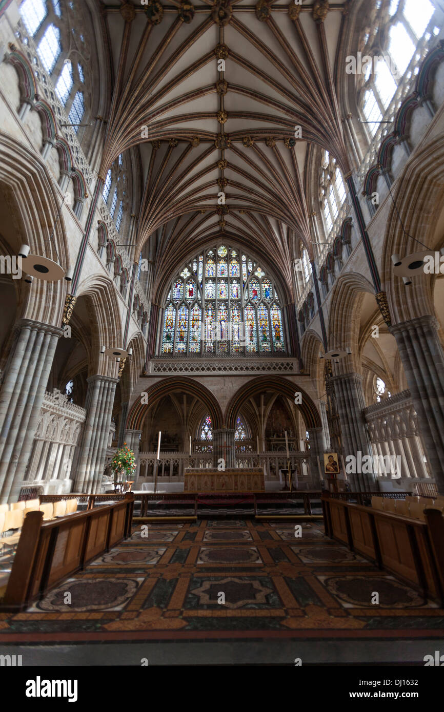 Exeter Cathedral High altar and the Choir Stock Photo - Alamy