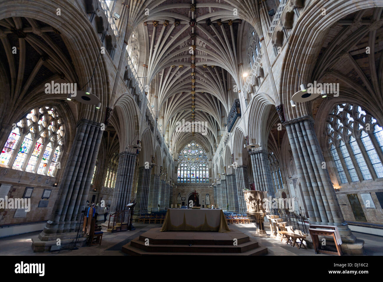 Exeter Cathedral High altar Stock Photo - Alamy