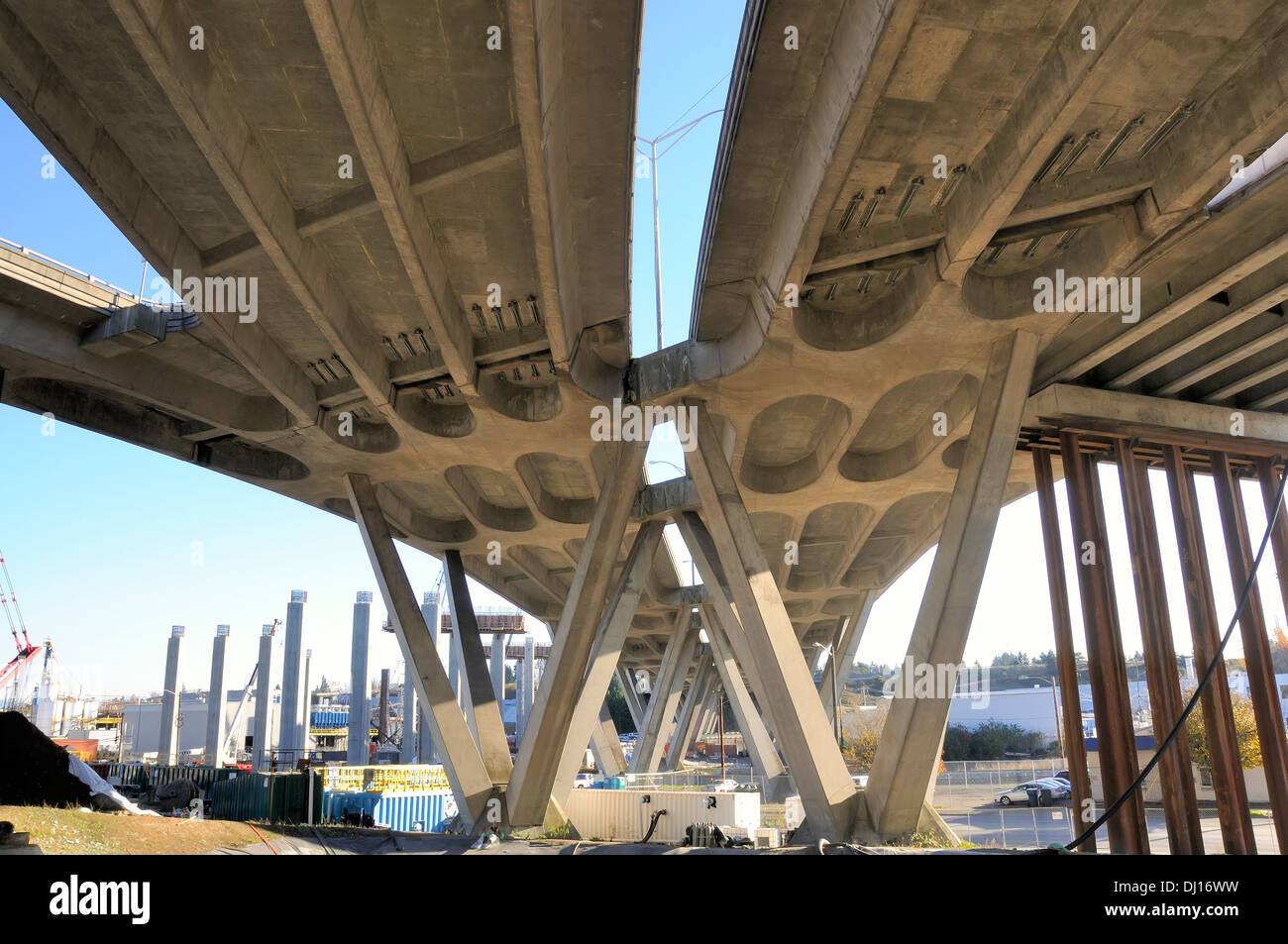 The underside of an unfinished freeway overpass Stock Photo - Alamy