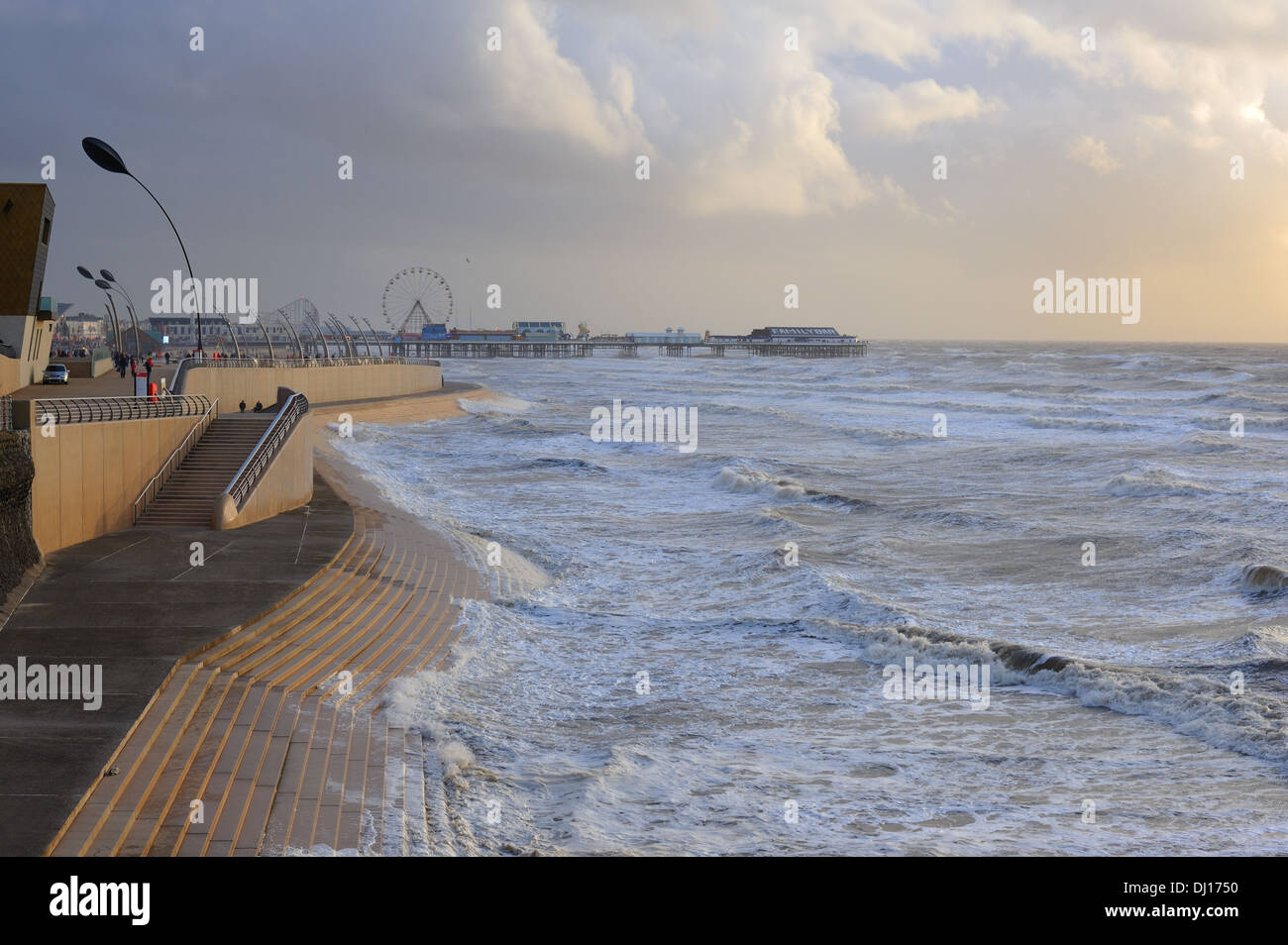 Blackpool sea front at high tide Stock Photo - Alamy