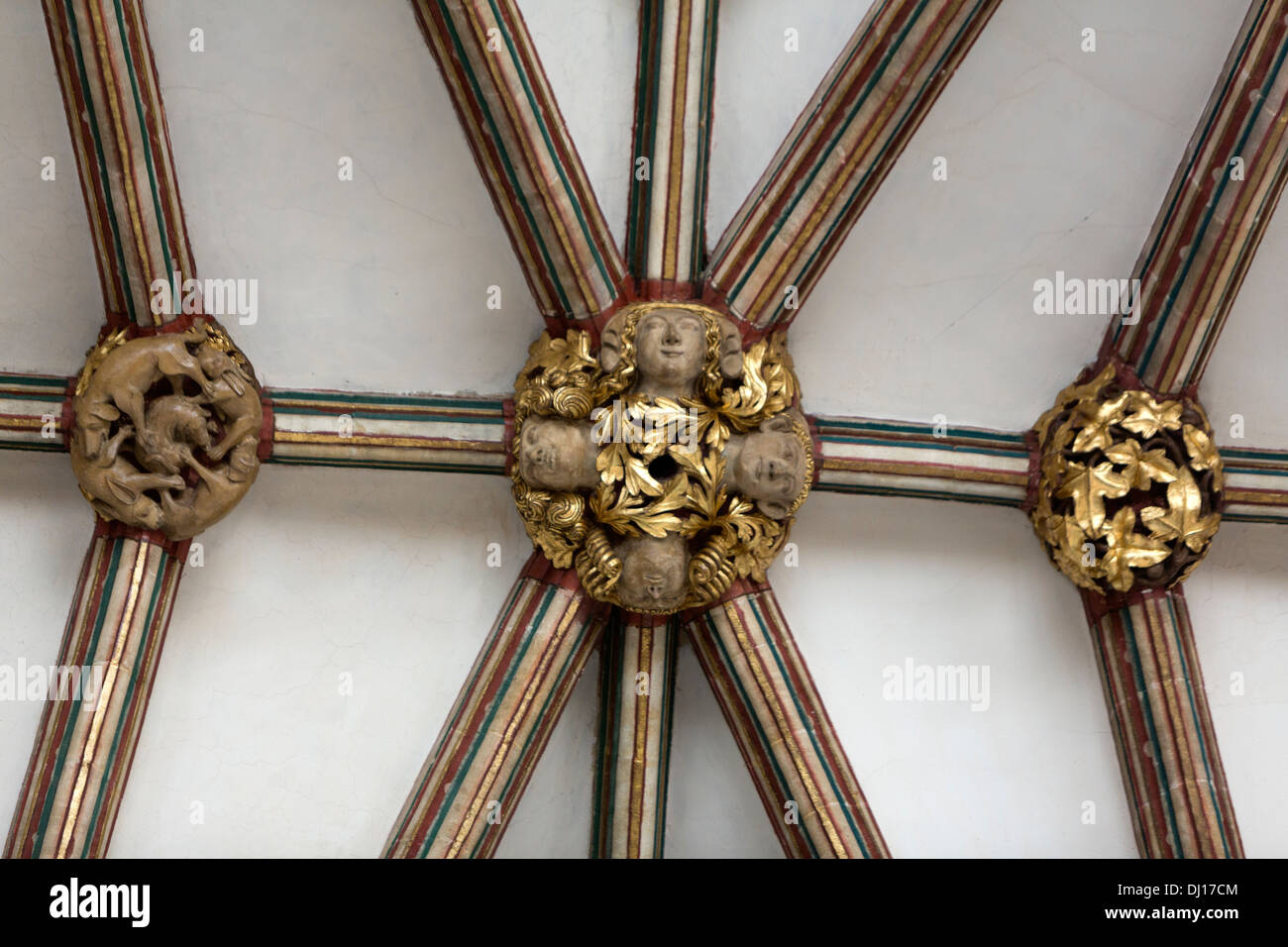 Ceiling bosses of Exeter Cathedral, Devon, in South West England Stock ...
