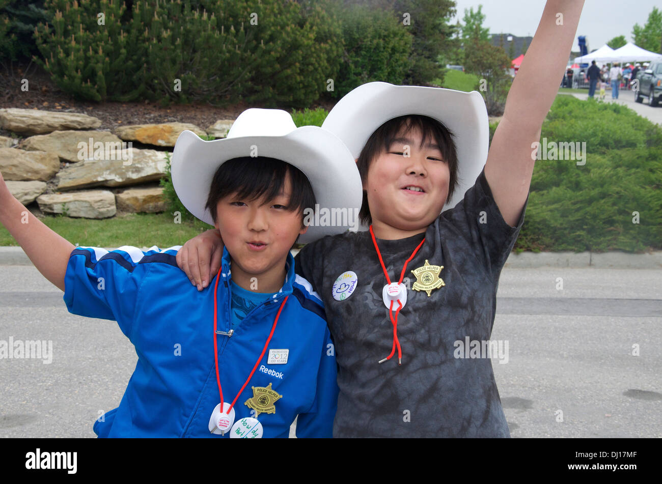 Cowboy Brothers at a Calgary Stampede community breakfast Stock Photo ...