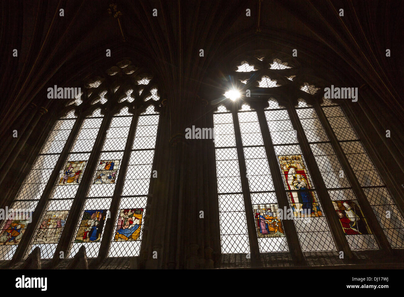 Exeter Cathedral, Stained glass windows Stock Photo - Alamy