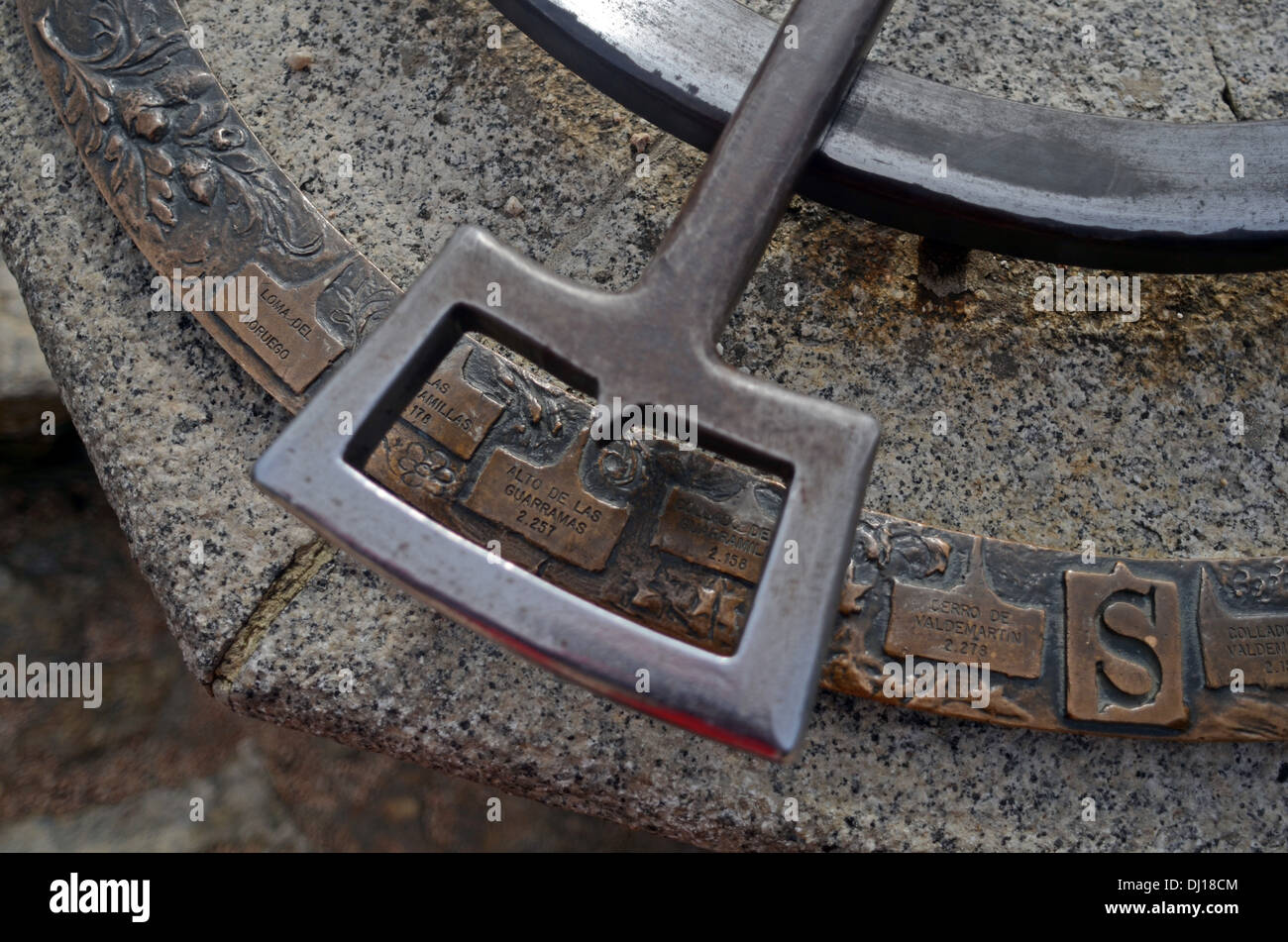 Metal compass on rock at PeÃ±alara, highest mountain peak in the ...