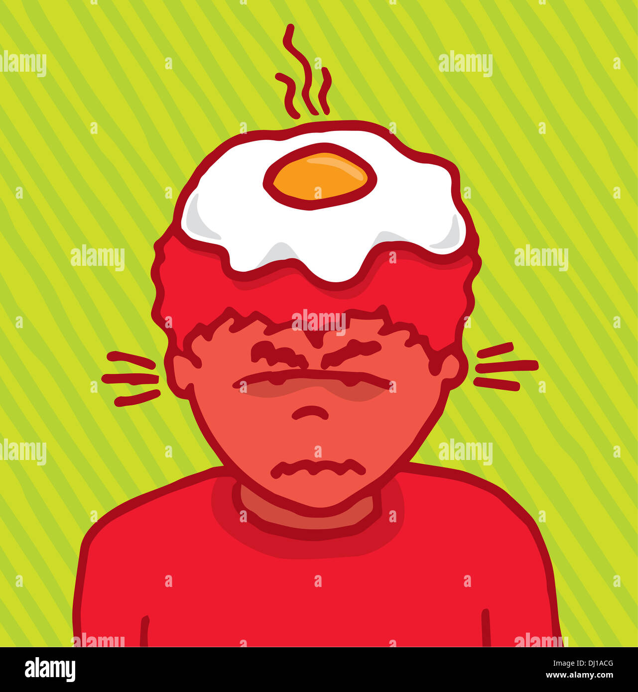 Angry guy cooking an egg on his head Stock Photo - Alamy