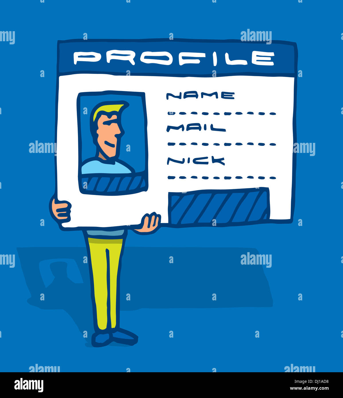 Guy holding his social media profile Stock Photo - Alamy