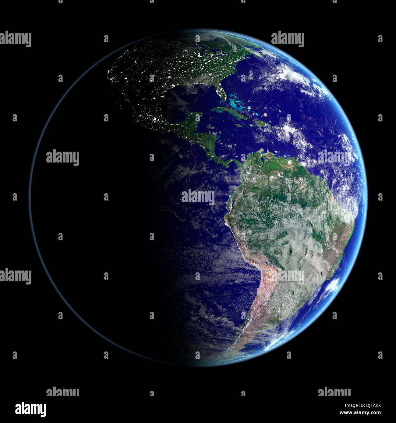 Day & Night from space. (With clipping path Stock Photo - Alamy