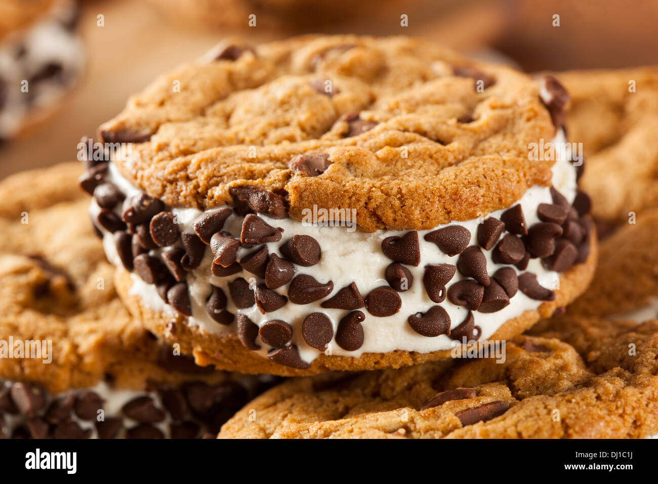 Homemade Chocolate Chip Cookie Ice Cream Sandiwch Stock Photo - Alamy