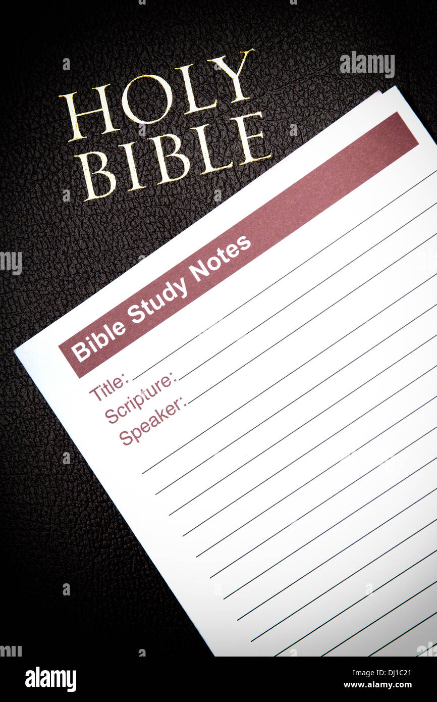 Bible and study notes ready for your text Stock Photo - Alamy