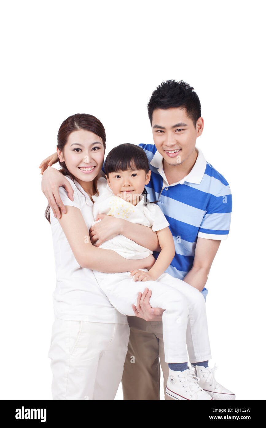 Portrait of a happy family with one child Stock Photo - Alamy