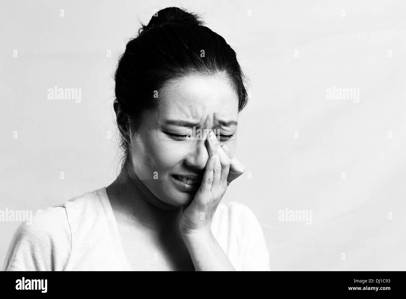 Face expression female crying Black and White Stock Photos & Images - Alamy