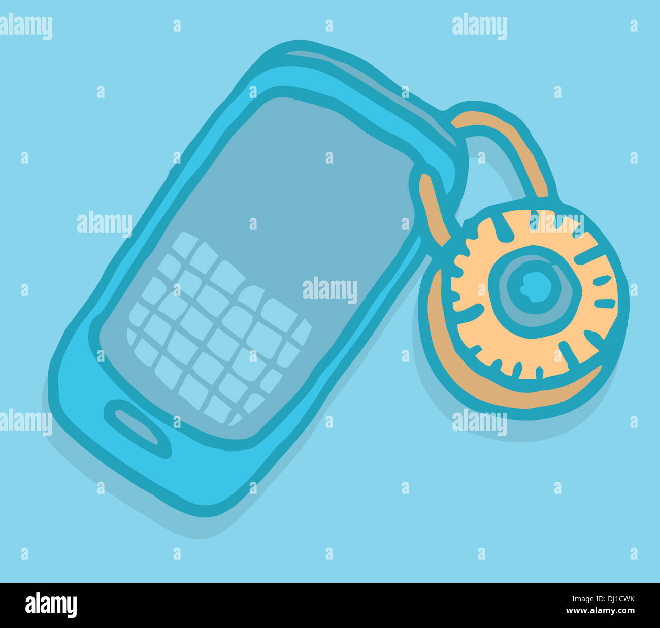 Padlock locking a cell phone Stock Photo - Alamy