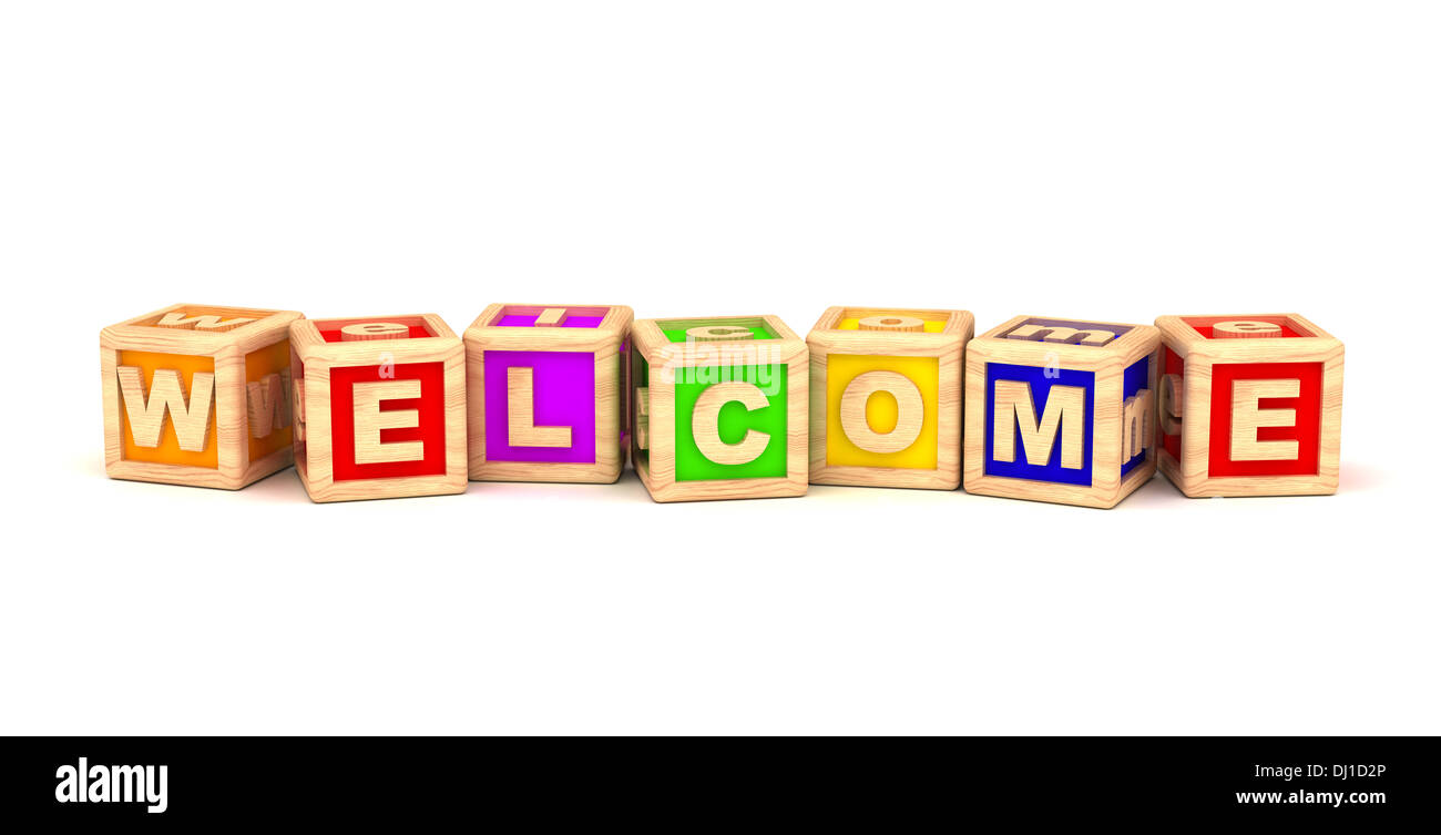 Word welcome in blocks hi-res stock photography and images - Alamy