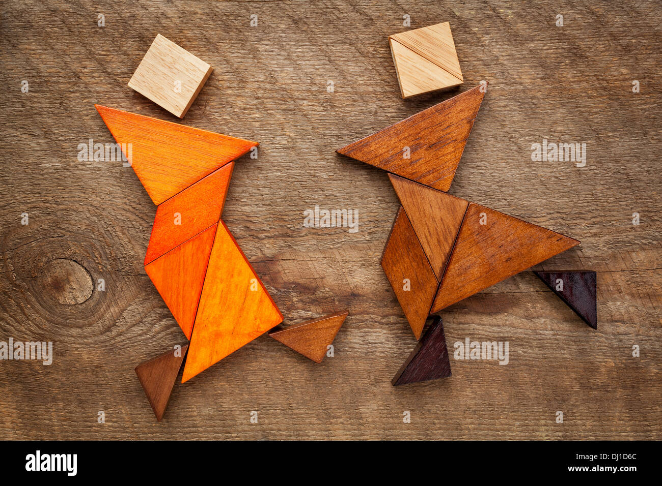 a couple of dancers or martial artists - abstract figures built from ...