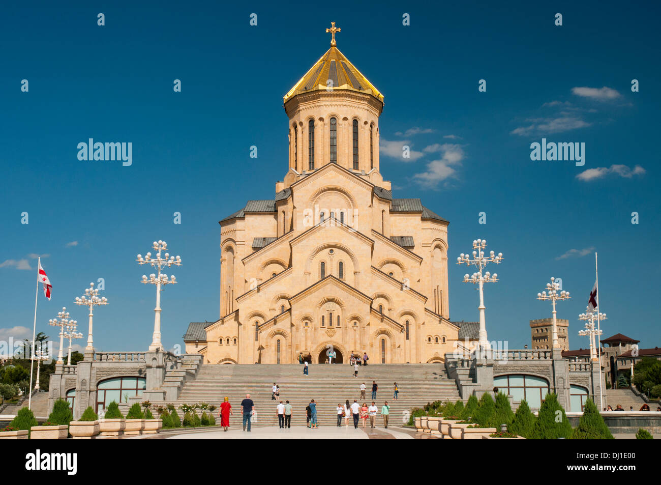 The modern Tsminda Sameba or Holy Trinity Cathedral in Tbilisi, Georgia ...