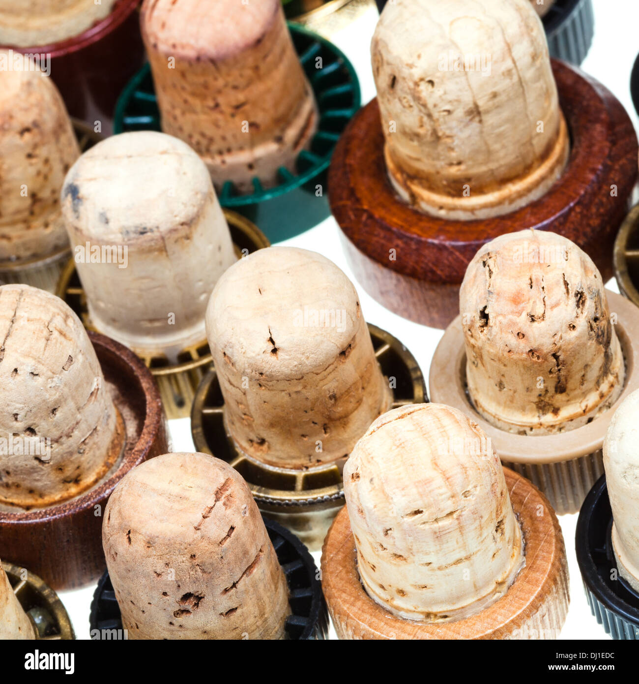 many corks from strong drinks isolated on white background Stock Photo ...