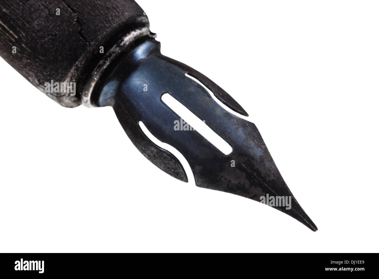 black sharp tip of drawing pen close up isolated on white background ...