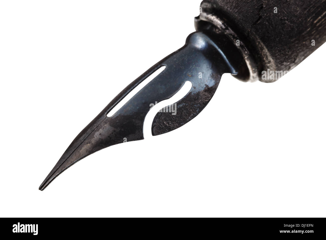black sharp nib of drawing pen close up isolated on white background ...