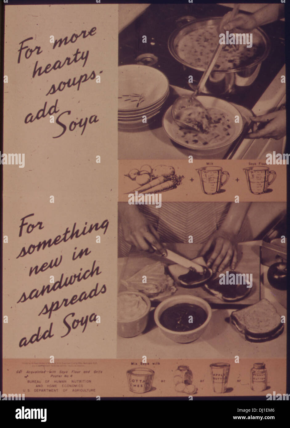 This World War II propaganda poster promotes the addition of soy to ...