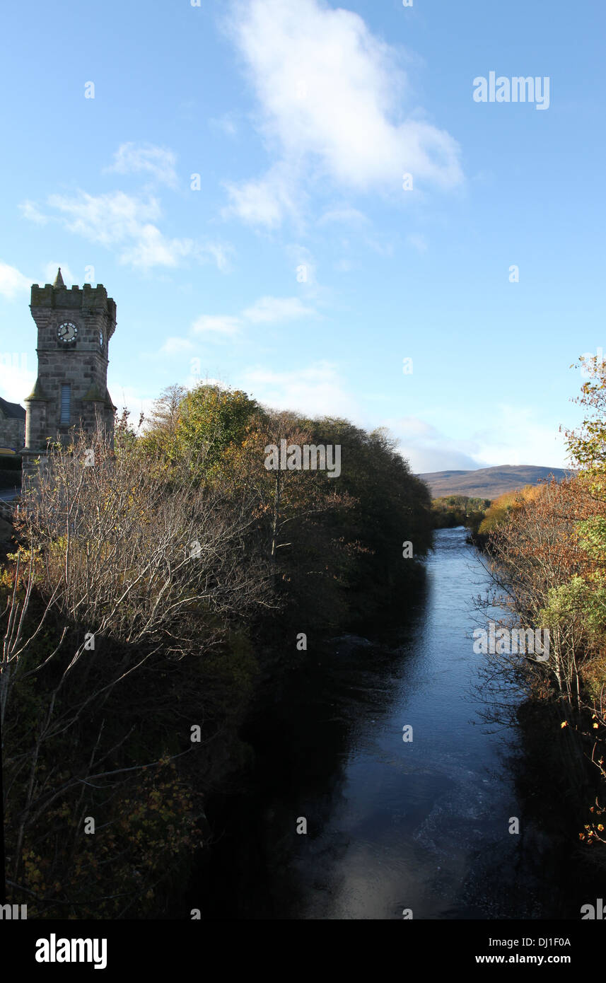 War memorial Brora and River Brora Scotland November 2013 Stock Photo ...