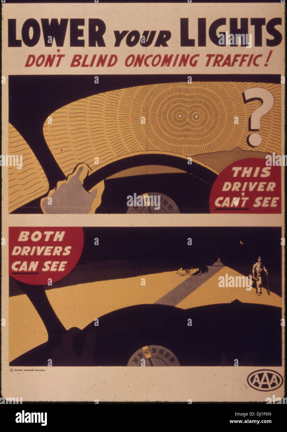 This World War II propaganda poster advises motorists to dim their ...