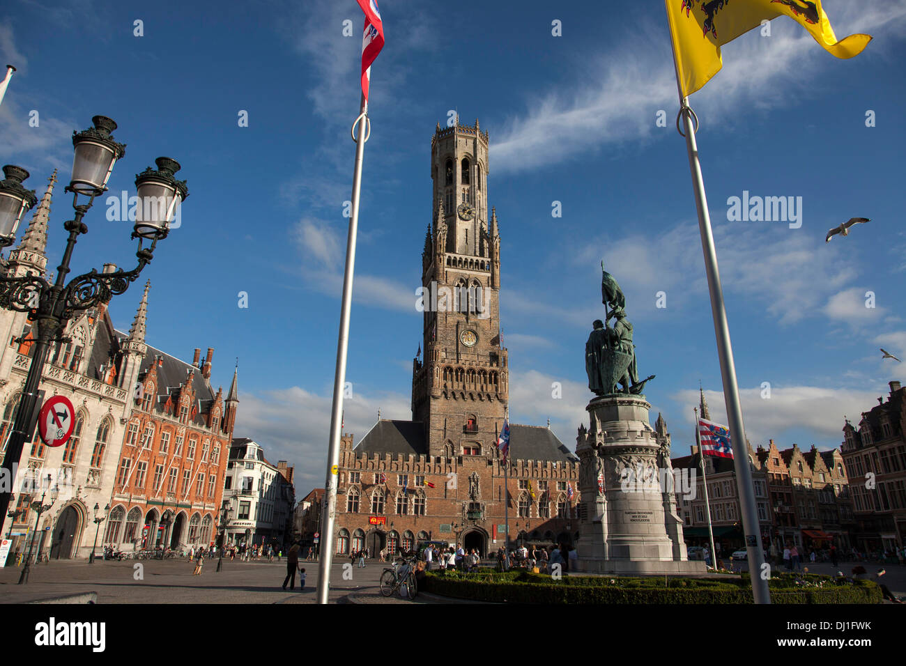 market square Grote Markt and Belfry in Bruges, Belgium Stock Photo - Alamy