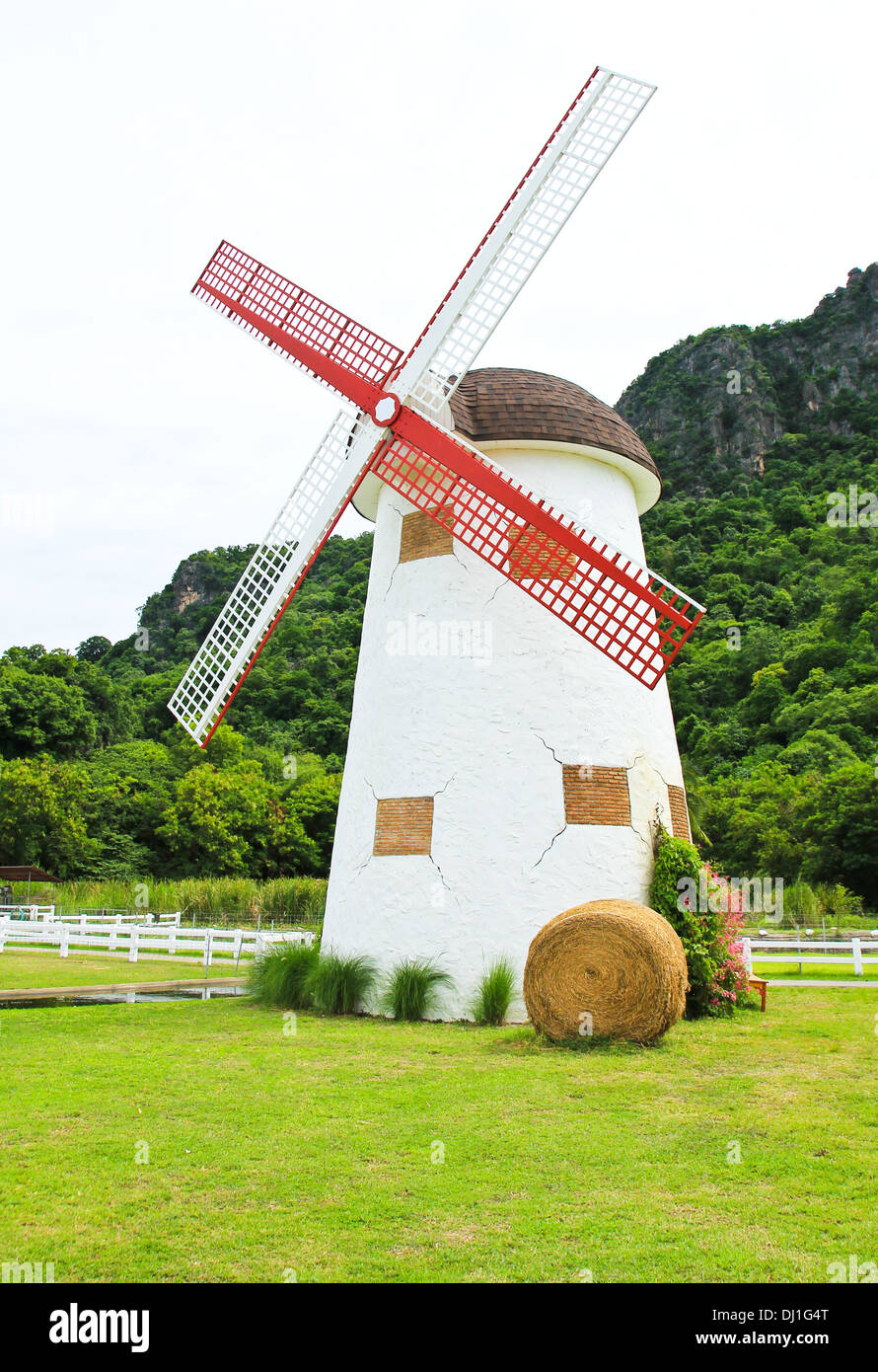 Beautiful windmill landscape in Thailand Stock Photo - Alamy
