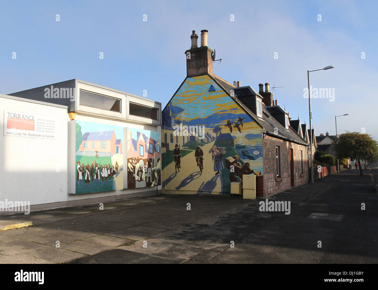 Old village life mural Invergordon Scotland November 2013 Stock Photo ...