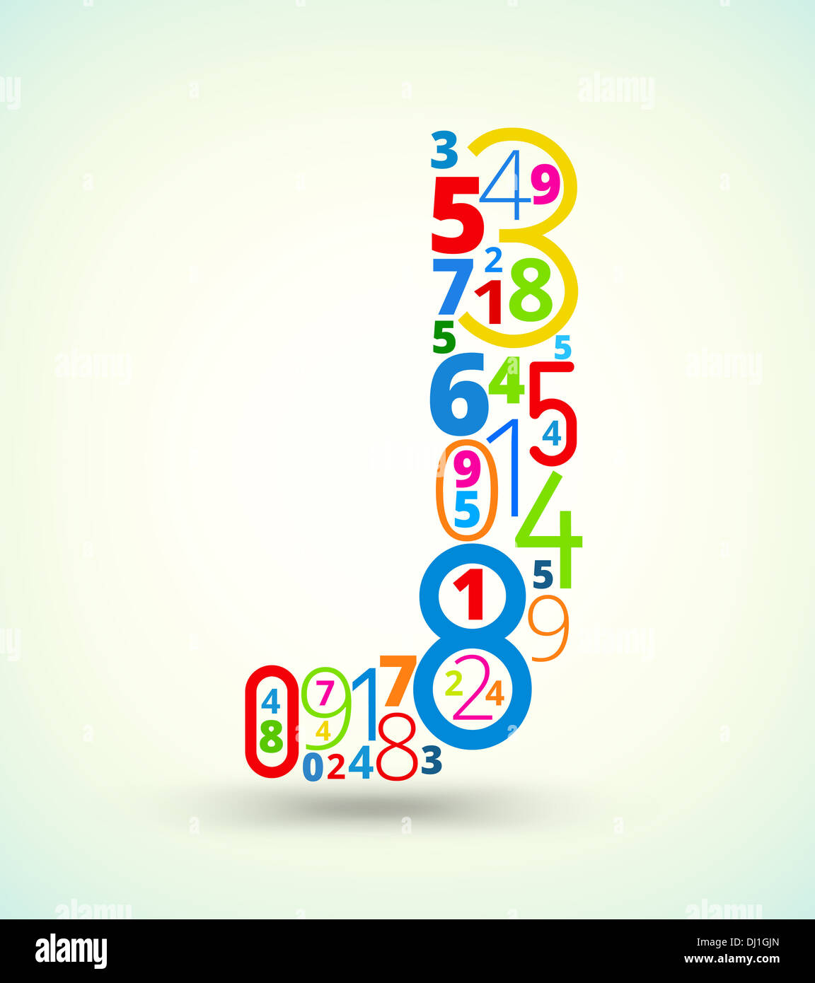 Letter J, colored vector font from numbers Stock Photo - Alamy