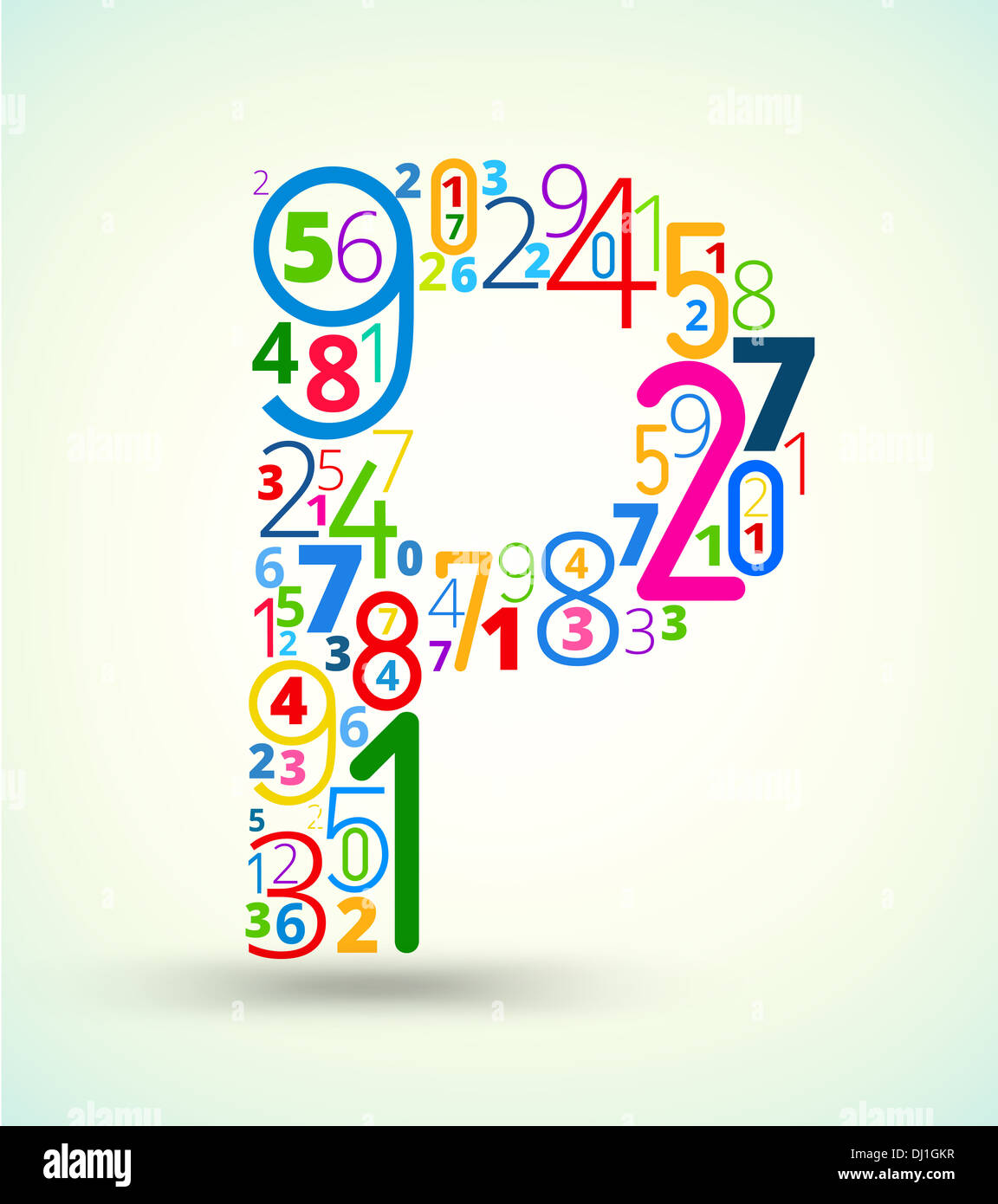 Letter P, colored vector font from numbers Stock Photo - Alamy
