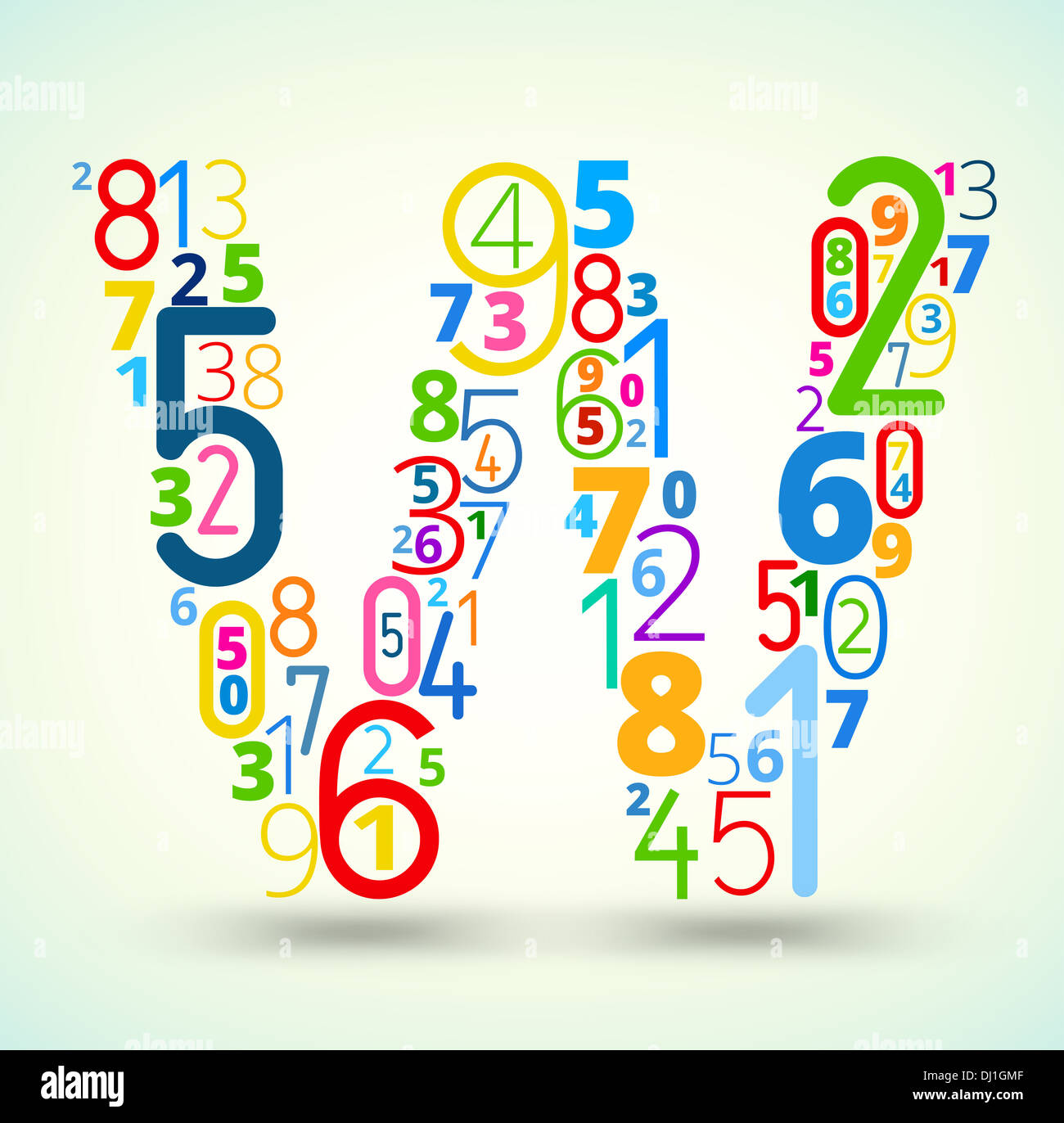 Letter W, colored vector font from numbers Stock Photo - Alamy