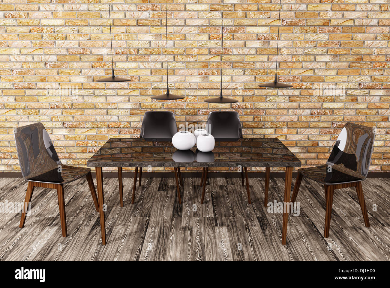 Modern dining room interior 3d render Stock Photo - Alamy