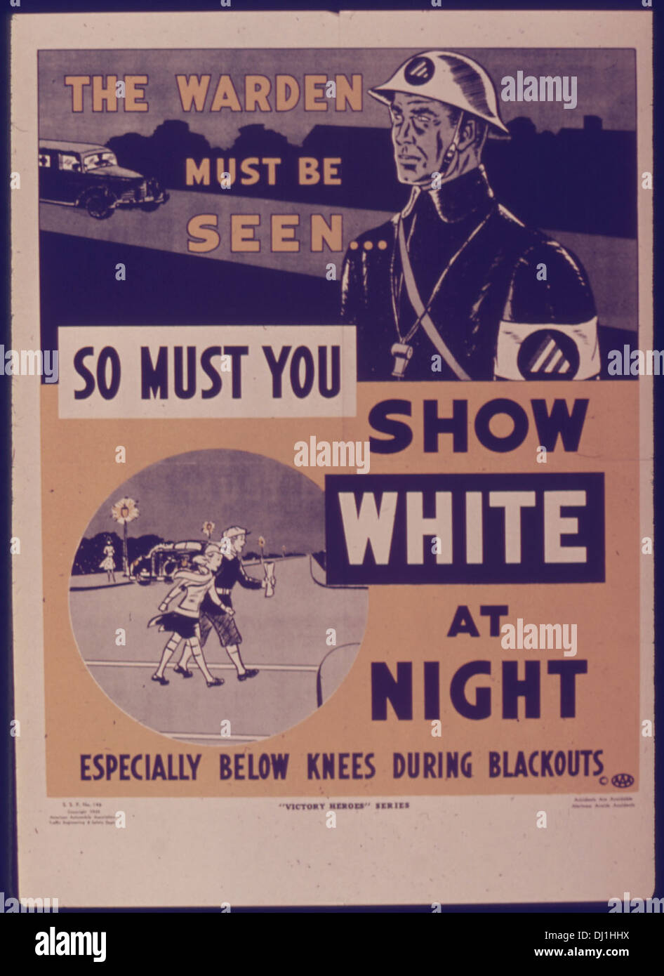 A World War II propaganda poster promoting safety and visibility during ...