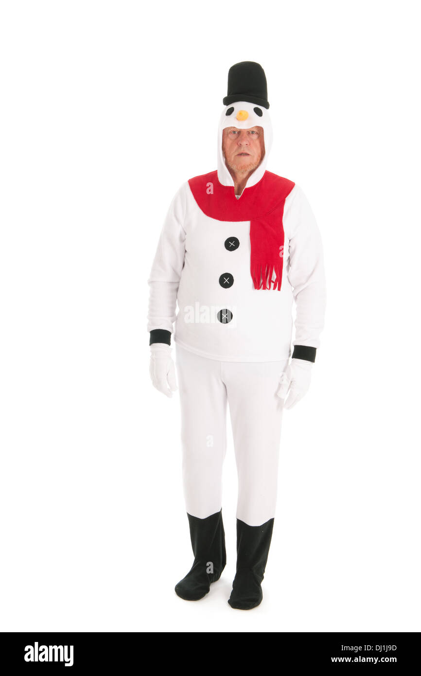 Human snowman isolated over white background Stock Photo - Alamy