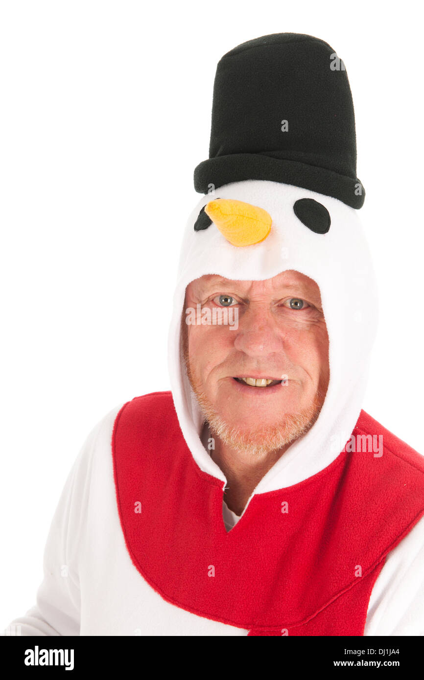 Human snowman portrait isolated over white background Stock Photo - Alamy