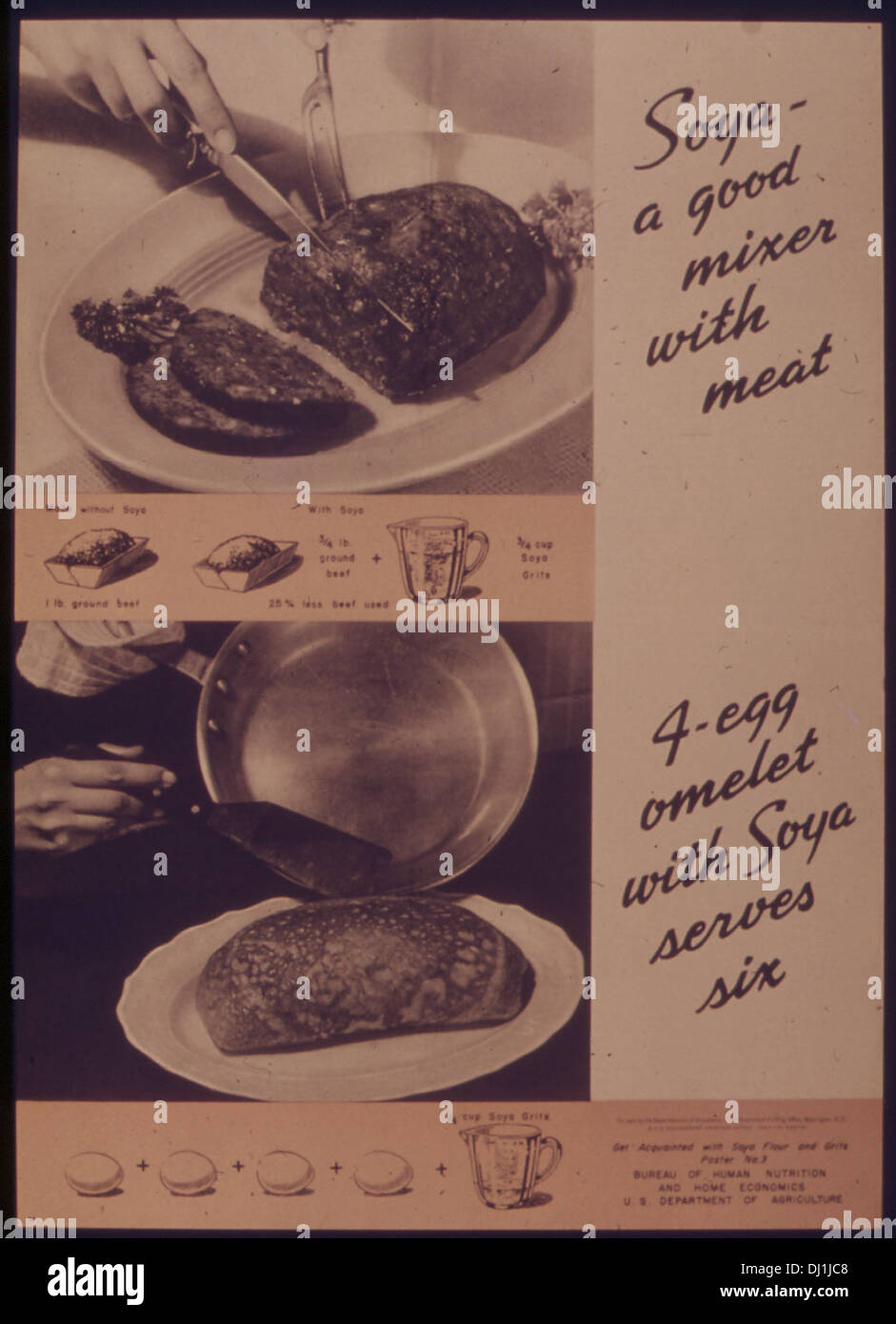 A World War II propaganda poster promoting the use of soya as a ...