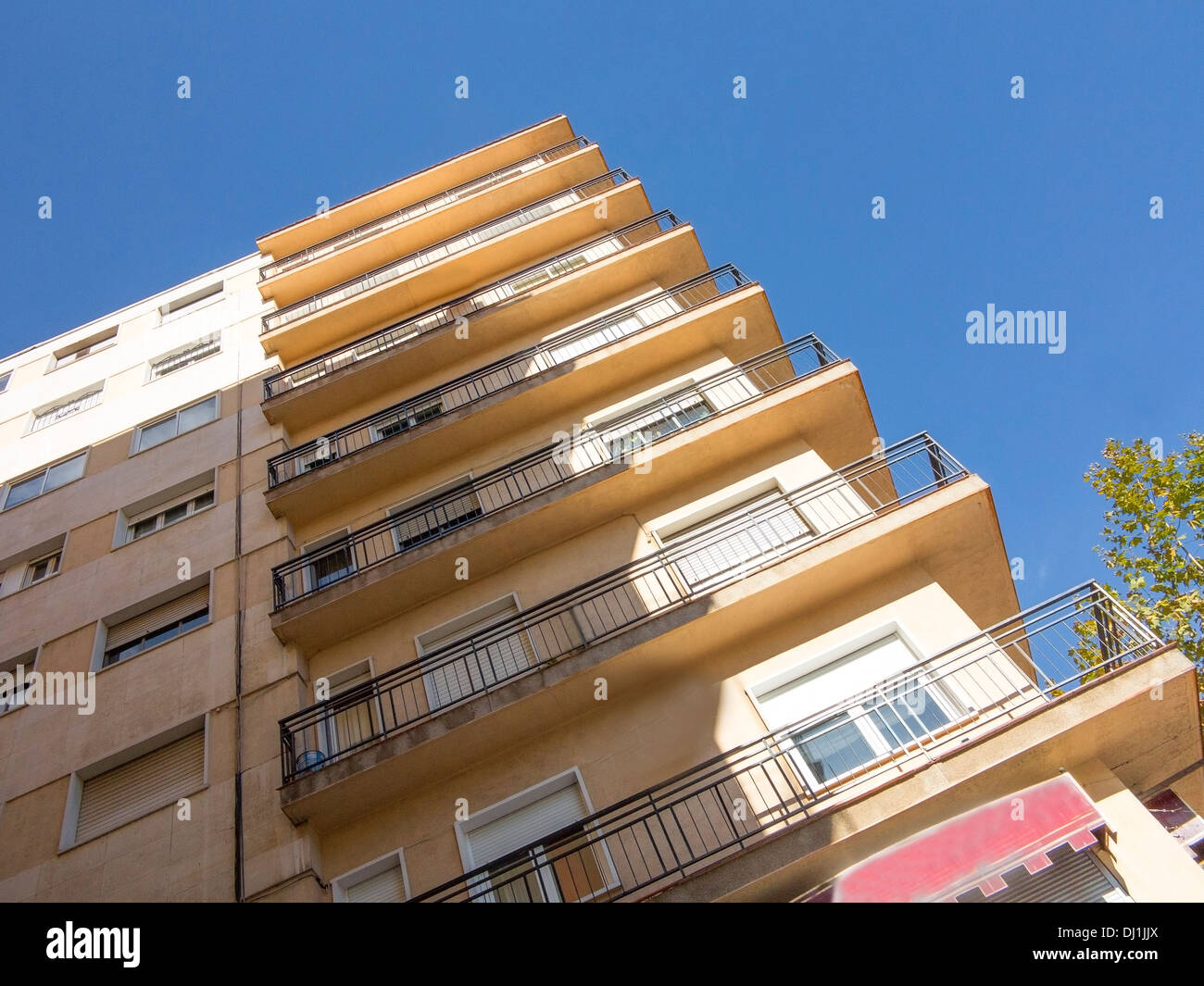 Residential building of many floors with balconies Stock Photo - Alamy