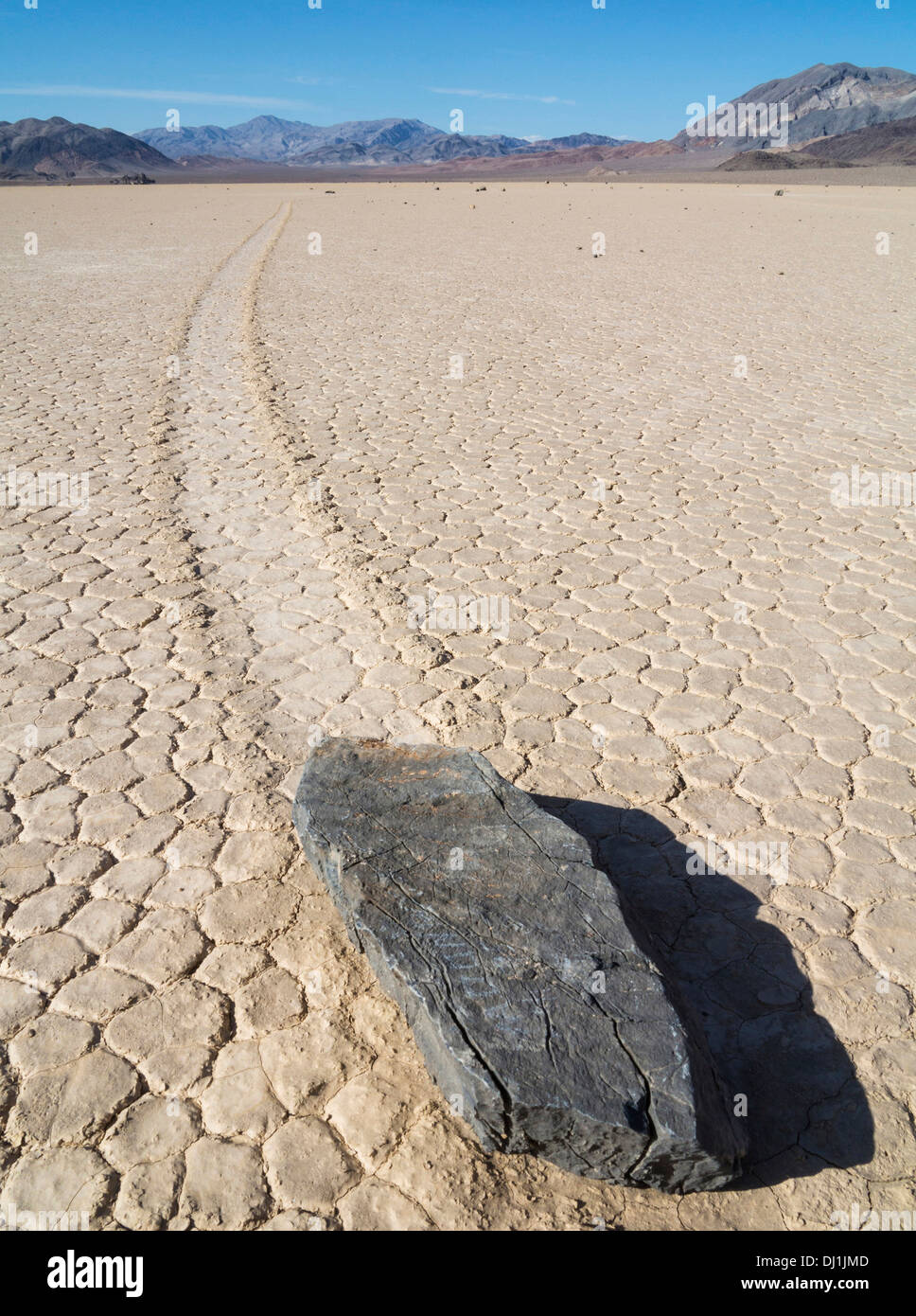 Track created by one of the mysterious moving rocks at the Racetrack ...