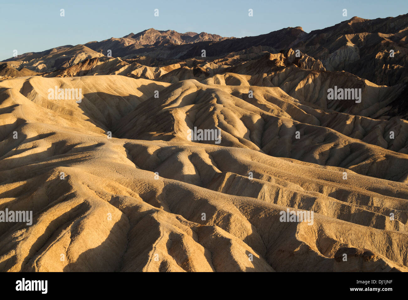 Eroded badlands at Gower Gulch seen from Zabriskie Point. Death Valley ...